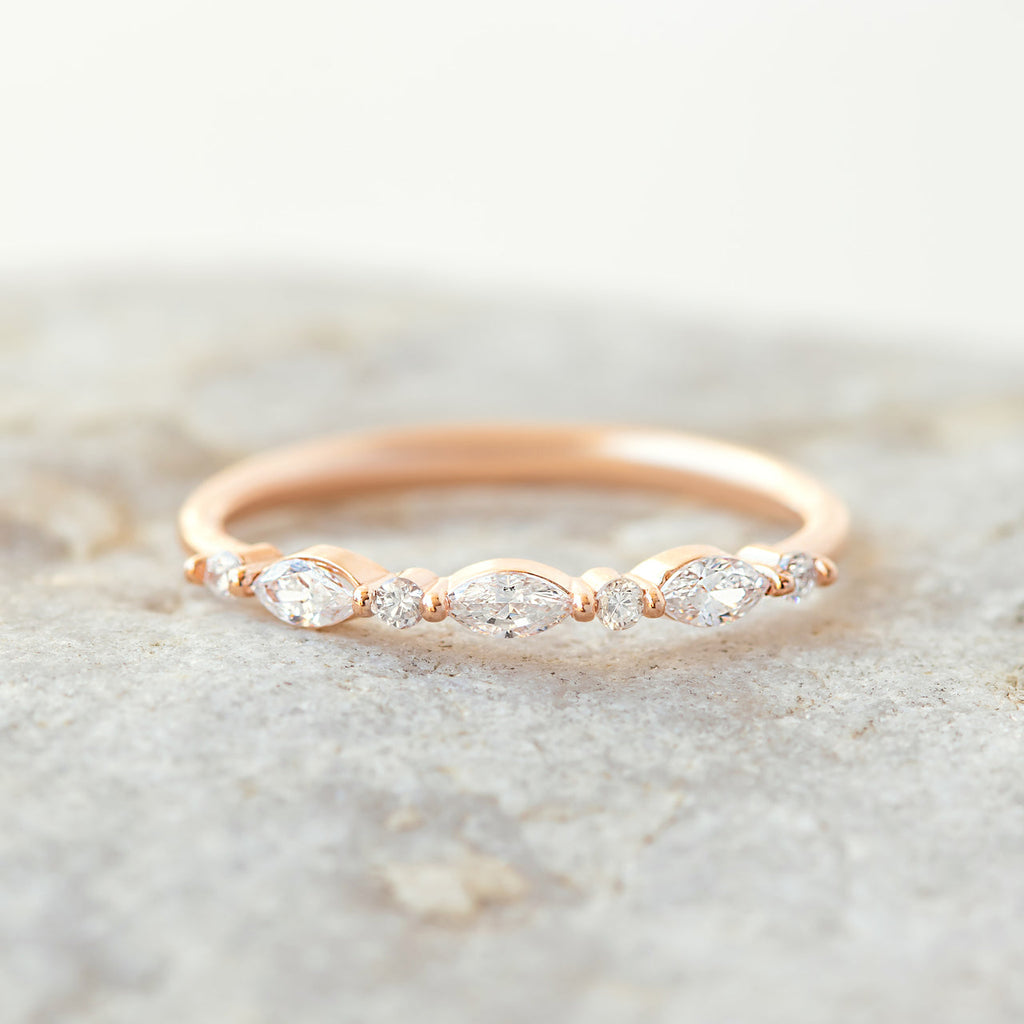 Marquise and Round Cut Half Eternity Wedding Band – Darby Diamonds LLC